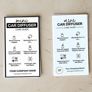 Printable Car Diffuser Care Guide Instructions Card Canva Templates ...