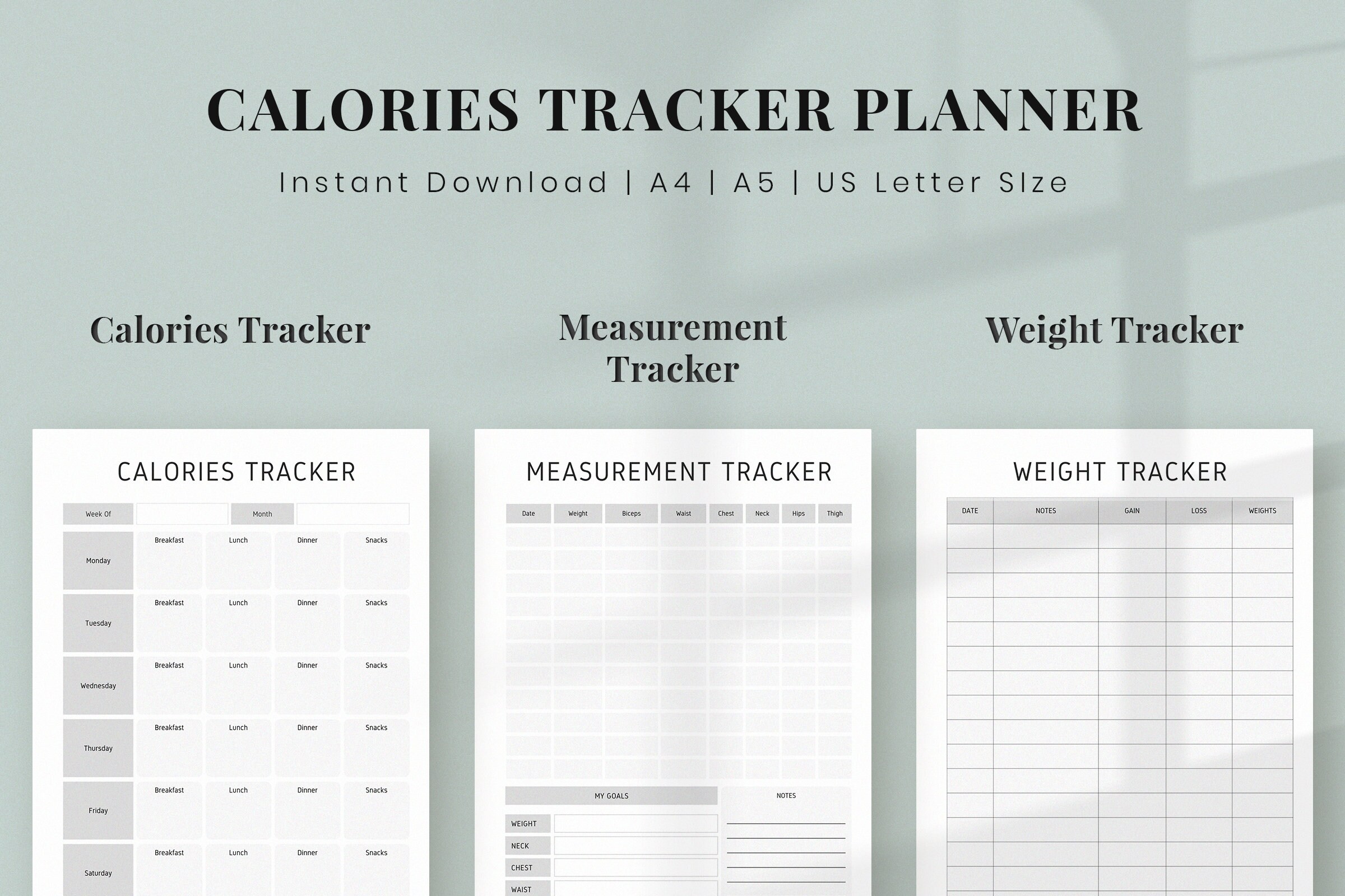 Calories Tracker Printable Planner Calorie Tracker - Etsy