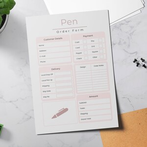 Pen Order Form Small Business Printable Template Epoxy Pen Craft Order ...