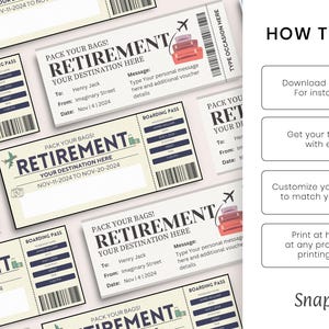 Retirement Boarding Pass, Editable Canva Ticket Invitation - Etsy