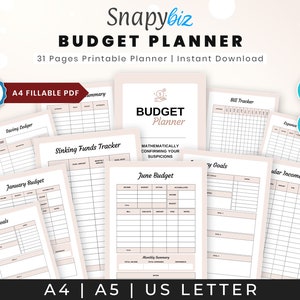 Fillable Budget Printable Planner PDF, Printable Checklist, Printable ...