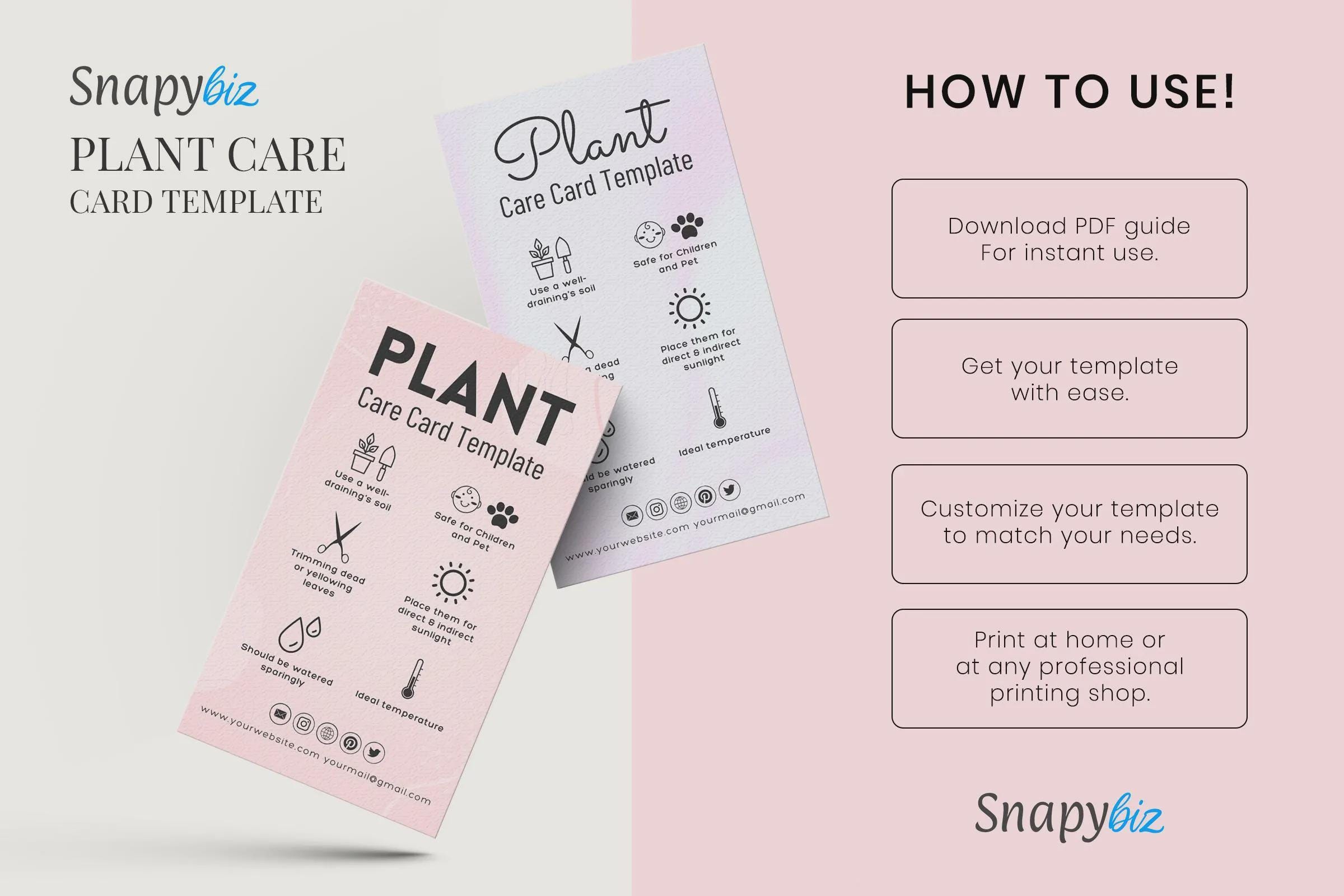 Printable Plant Care Card Canva Editable Template, Custom Garden ...