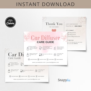 Printable Car Reed Diffuser Care Guide Canva Template, Editable Car ...