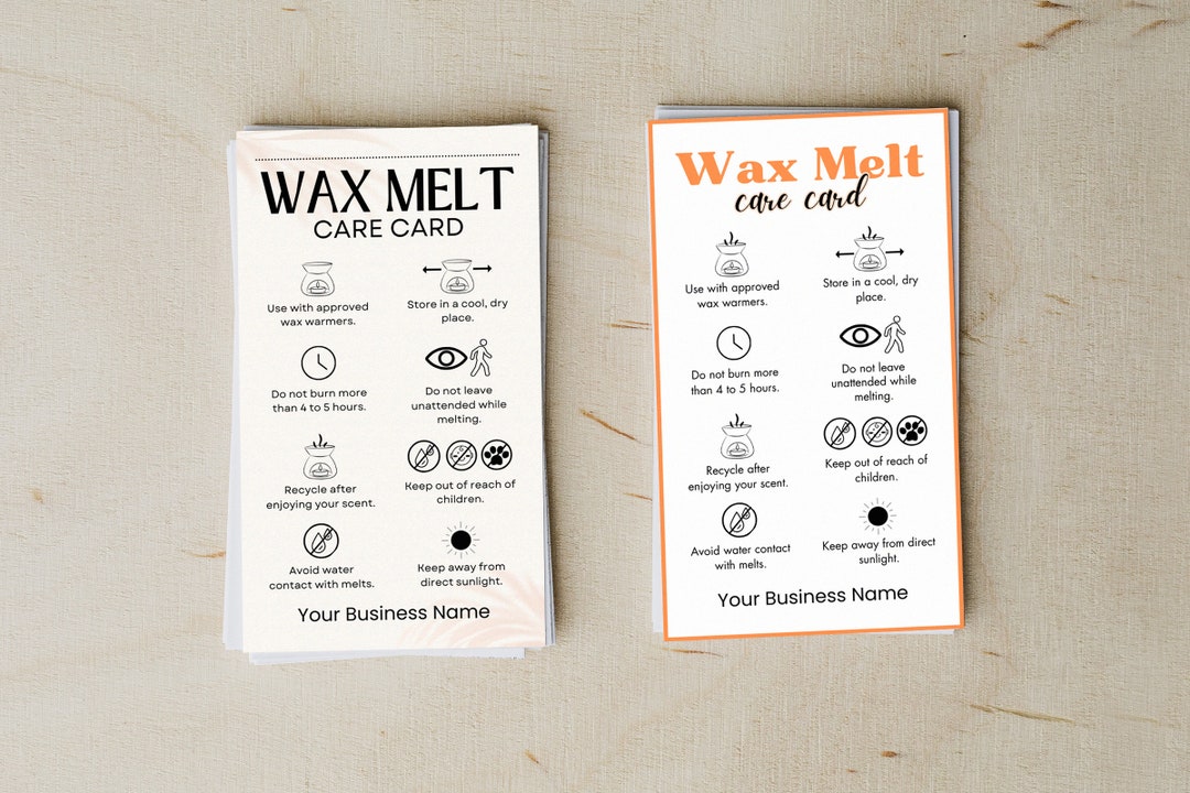 Wax Melts Care Card Template, Editable Wax Melts Instructions Card, Wax ...