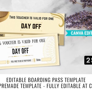 Editable Day off Voucher Canva Template Canva Gift Certificate Design ...