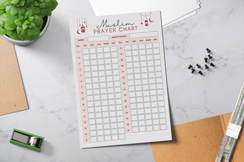 Muslim Prayer Chart Printable, Kids Salah Tracker Digital Download - Etsy