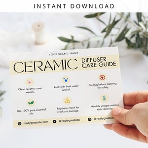 Ceramic Diffuser Care Guide Canva Template Ceramic Oil Diffuser Care ...