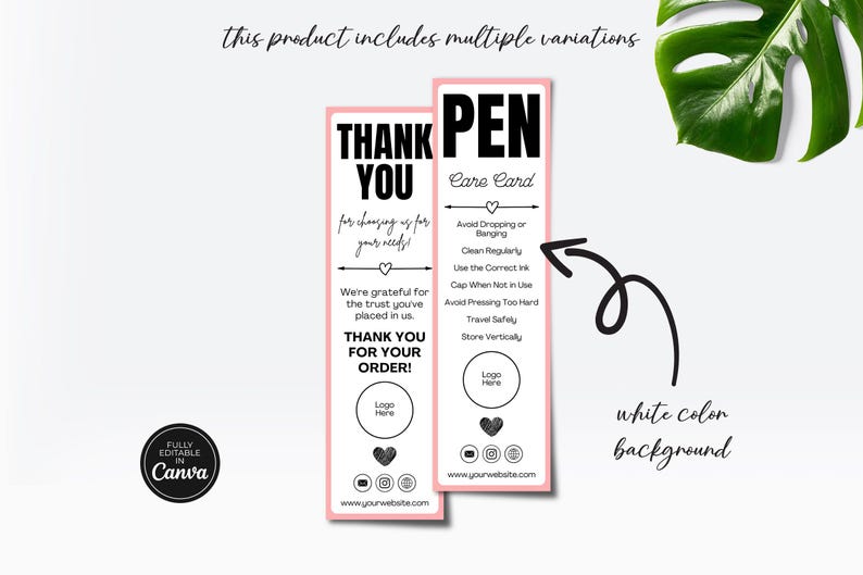 Editable Pen Care Card Template, Epoxy & Gel Pen Instructions Canva - Etsy