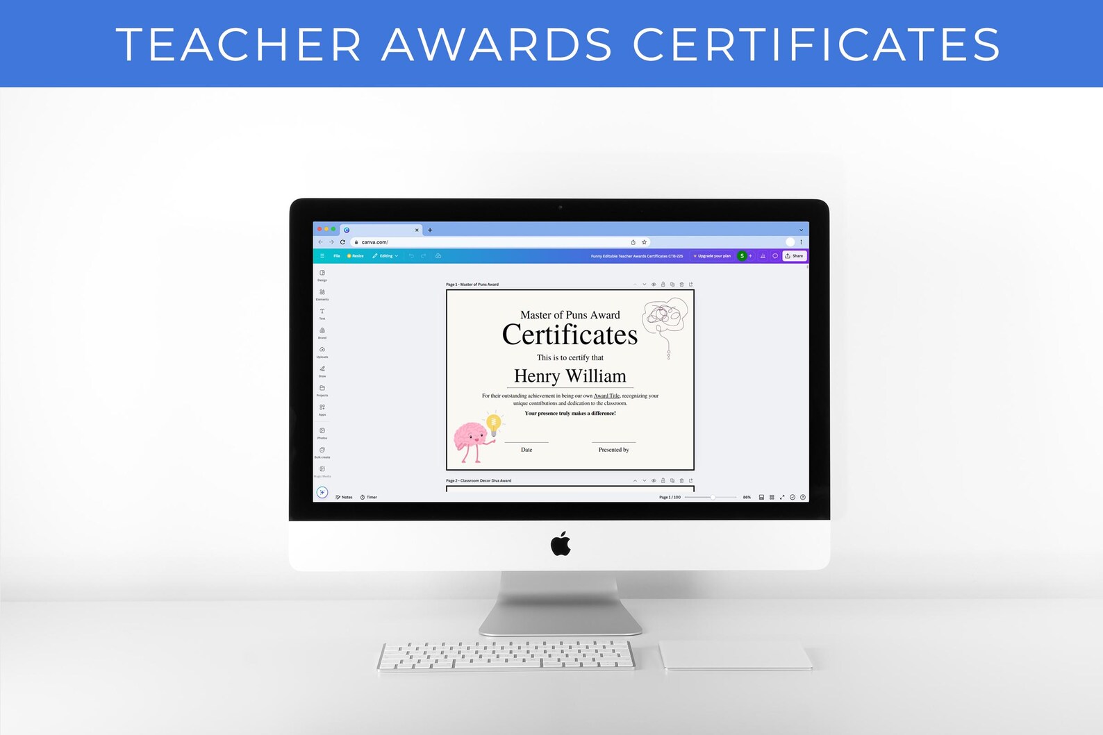 100 Funny Teacher Awards Certificates, Teacher Superlatives, Editable ...