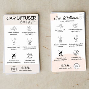 Printable Car Diffuser Care Guide Template, Editable Car Reed Diffuser ...