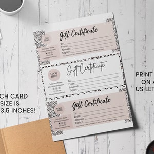 Leopard Gift Certificate Template, Gift Certificate Template Printable ...