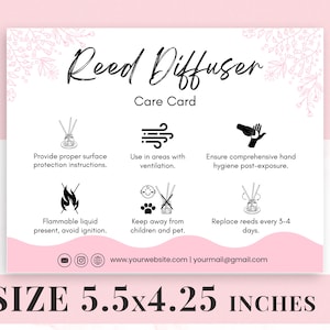 Reed Diffuser Care Card Canva Template, Editable Reed Diffuser Care ...