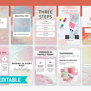 Pastel Social Media Canva Template Bundle, Pastel Social Media, Pastel ...