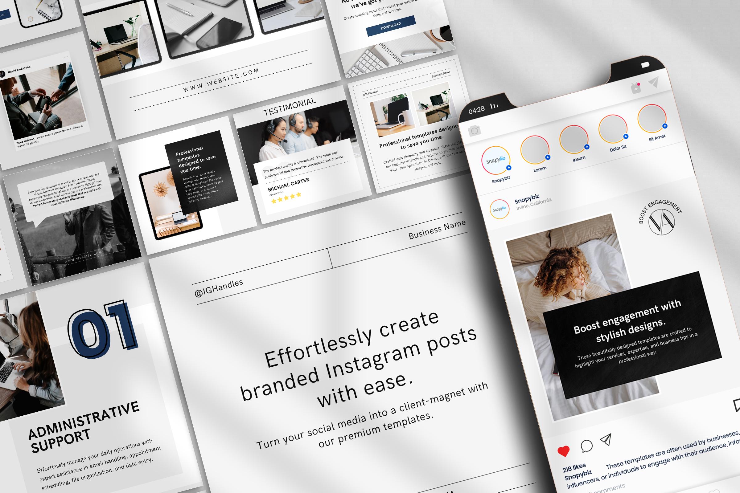 Virtual Assistant Instagram Templates, Editable Canva Social Media ...