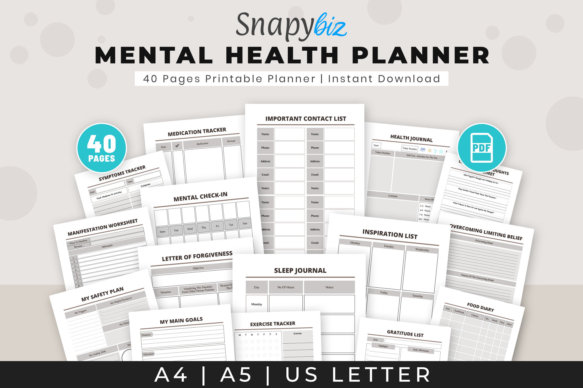 Mental Wellness Printable Planner Mental Health Planner A4 | Etsy