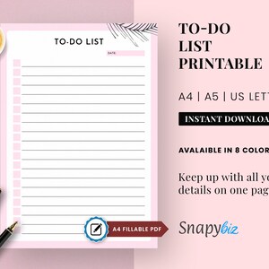 Fillable To-do List Printable Planner PDF, Printable Checklist ...