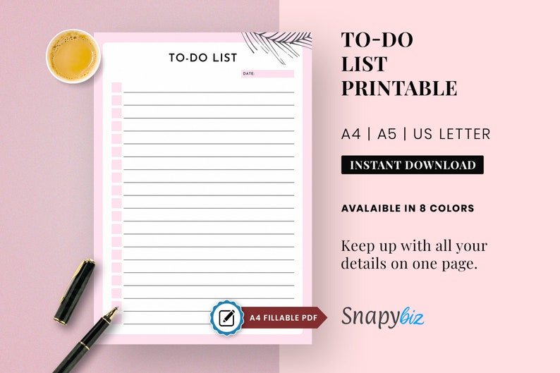 Fillable To-do List Printable Planner PDF Printable - Etsy