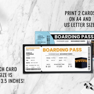 Hajj Travel Surprise Trip Ticket Canva Editable Template Customizable ...