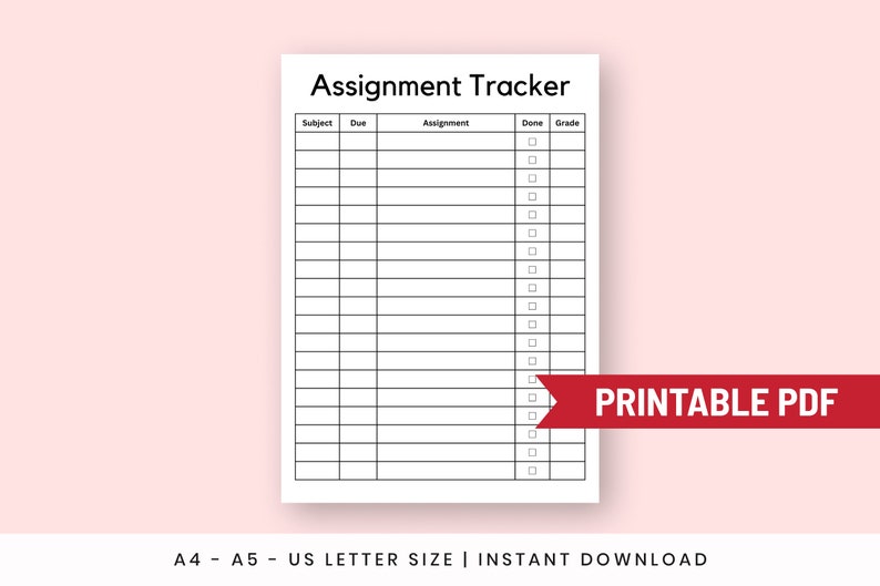 Printable Assignment Tracker Template Assignment Tracker - Etsy
