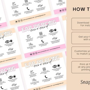 Editable Ear Piercing Care Instructions, Customizable Ear Piercing Care ...