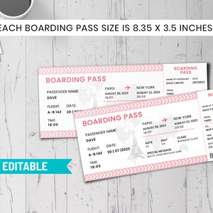 Editable Boarding Pass Template, Printable Airline Ticket, Canva ...