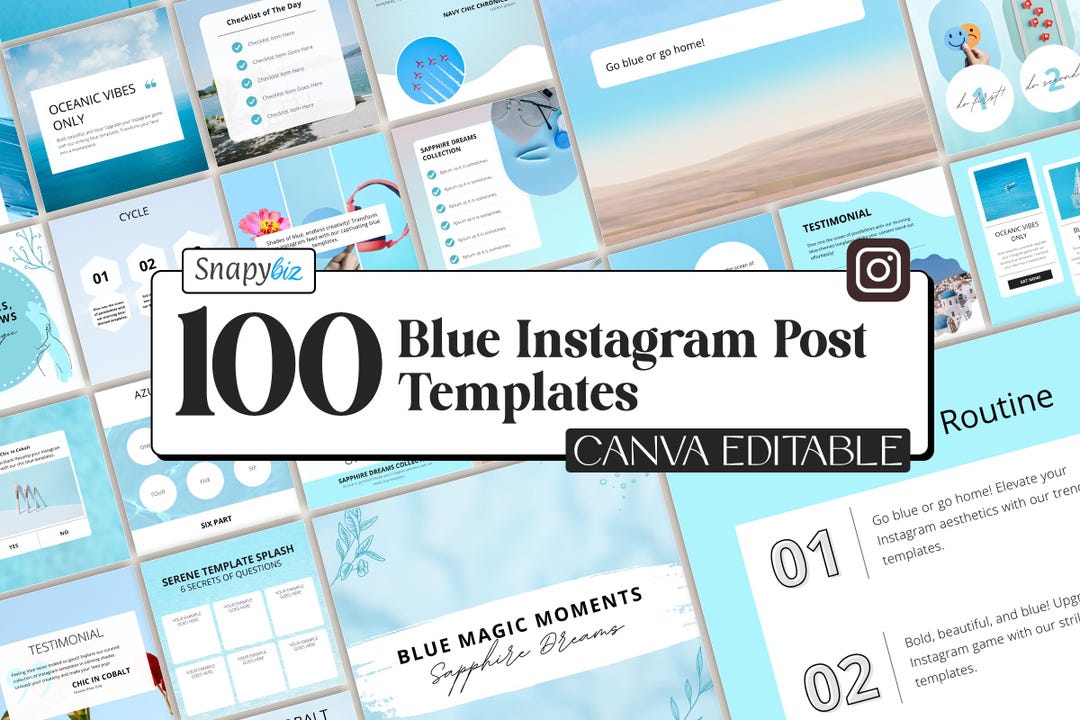 Blue Instagram Templates, Editable Blue Instagram Post, Aesthetic ...
