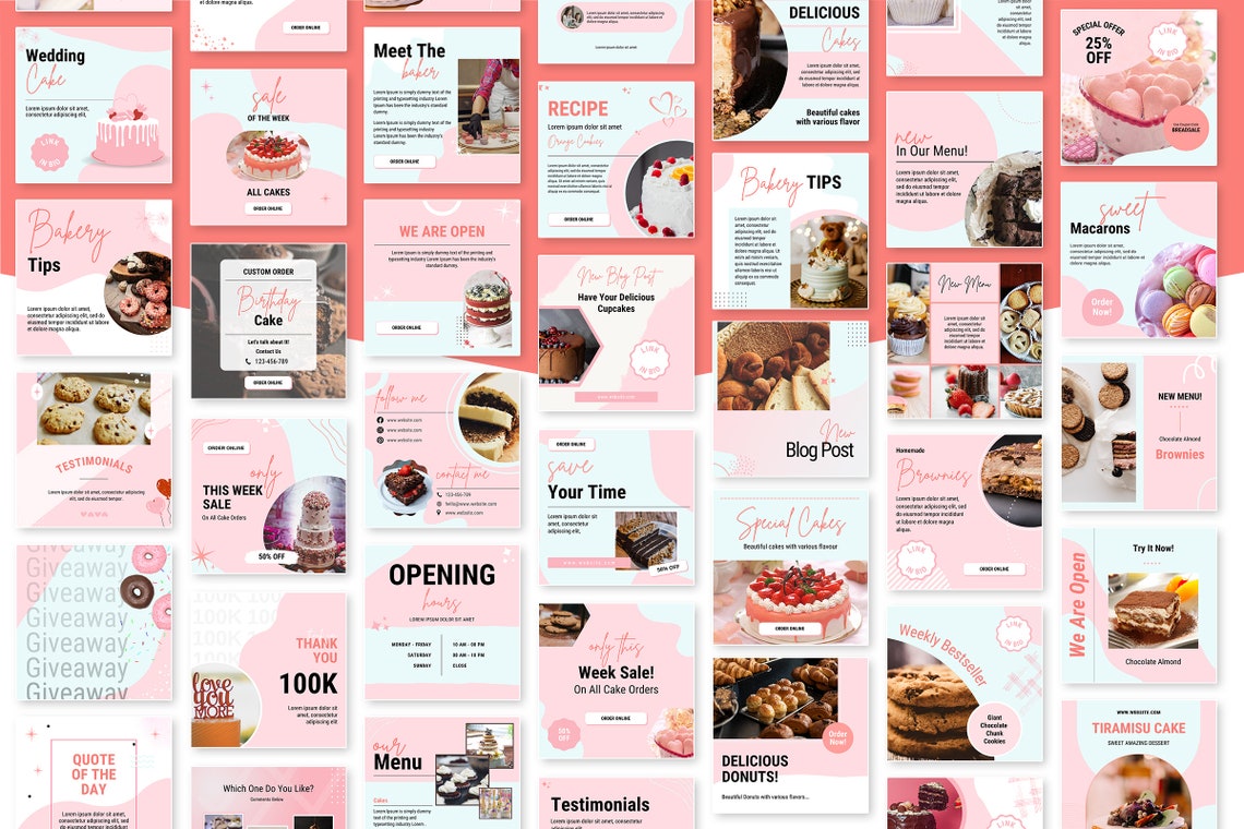 Bakery Canva IG Templates Baking Instagram Post Bakery - Etsy