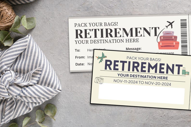 Retirement Boarding Pass, Editable Canva Ticket Invitation - Etsy