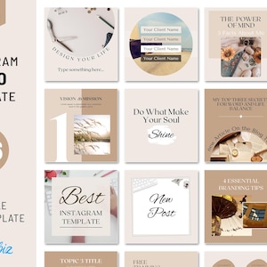 Boho Instagram Canva Templates: Social Media Content Creator Bundle ...