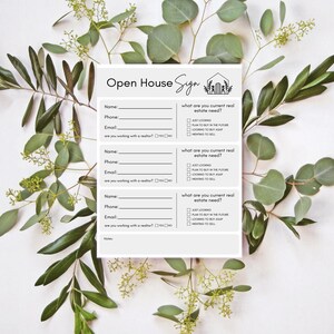 Open House Sign in Sheet, Editable Canva Template, Pdfs, Real Estate ...