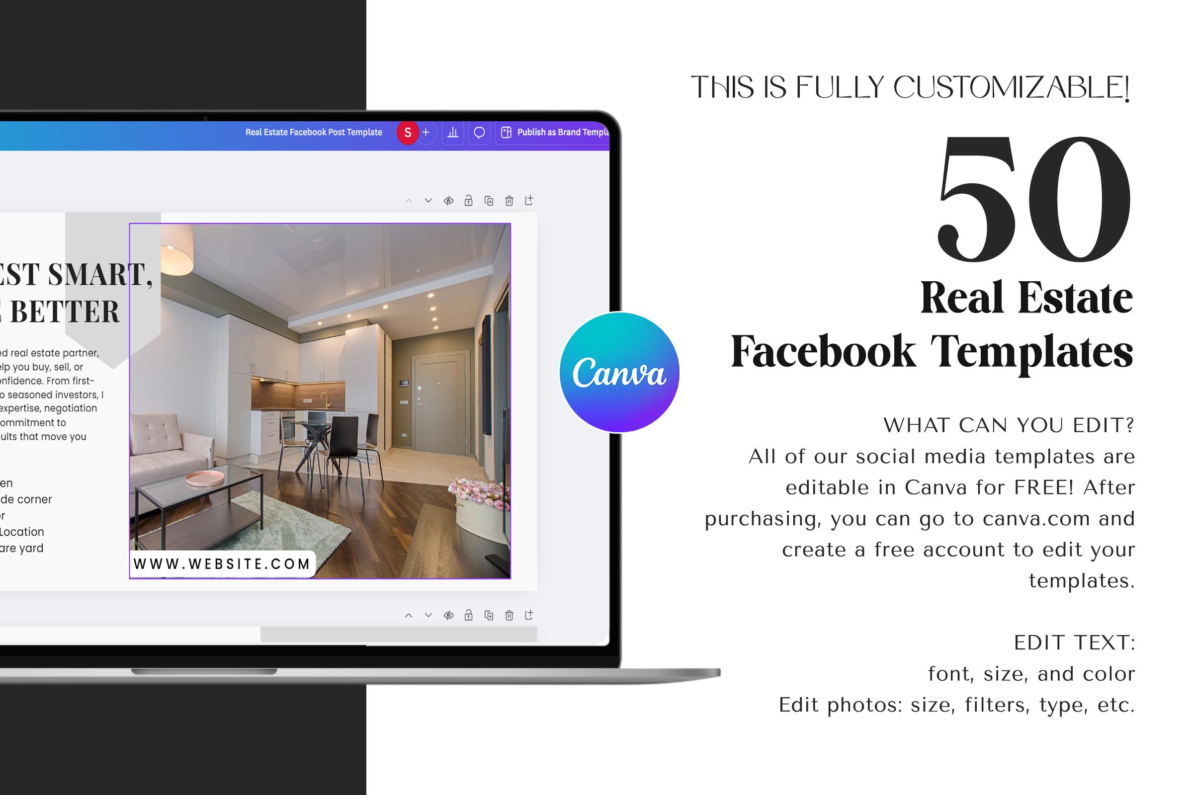 Real Estate Facebook Post Template, Editable Social Media Real Estate ...