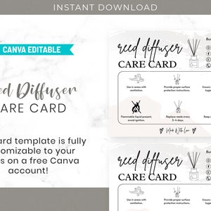 Reed Diffuser Care Card Canva Guide, Reed Diffuser Care Instructions ...