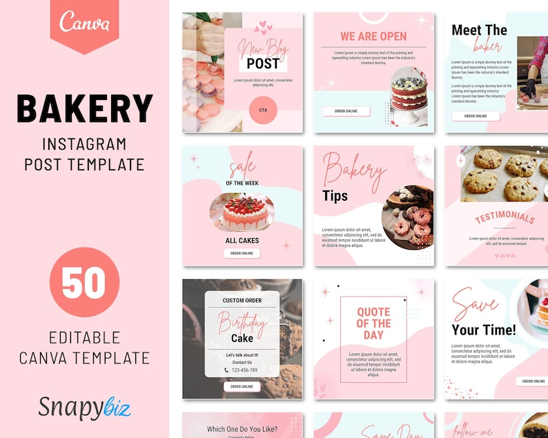 Bakery Canva IG Templates Baking Instagram Post Bakery - Etsy