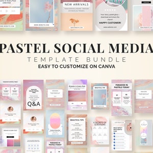 Pastel Social Media Canva Template Bundle, Pastel Social Media, Pastel ...