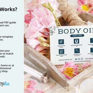 Editable Body Oil Care Card Canva Template Body Oil Care Instructions ...