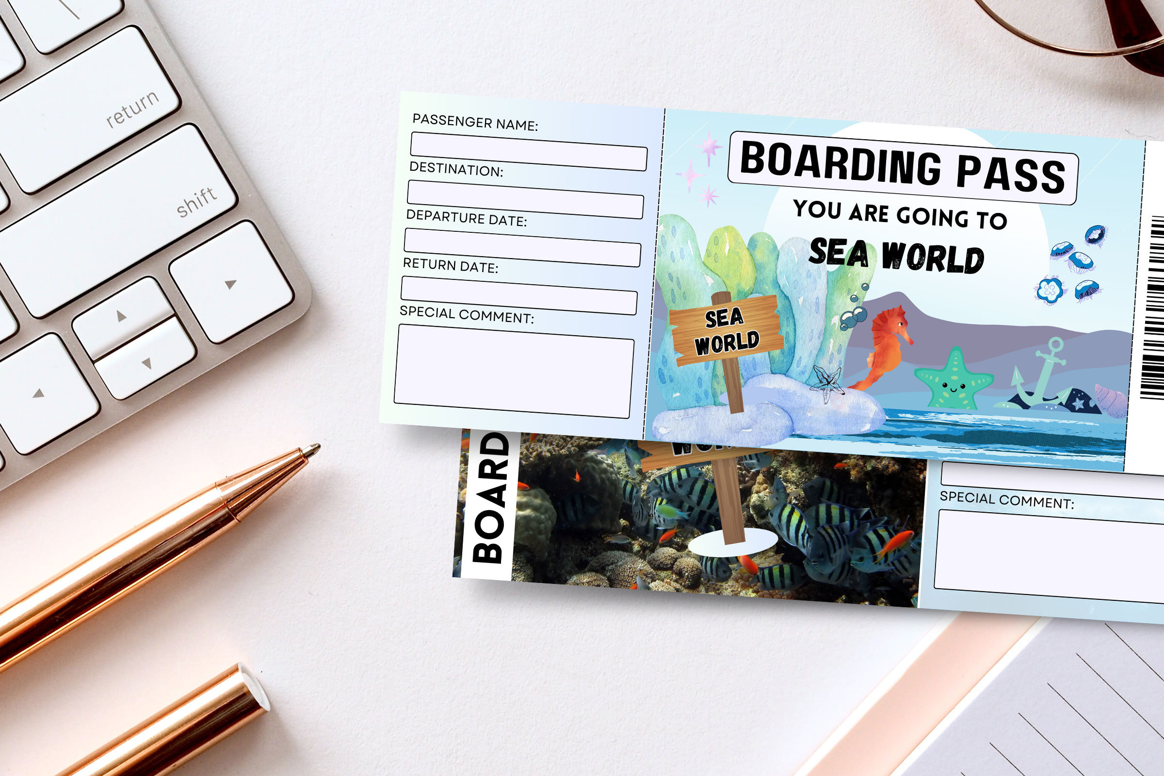 Sea World Surprise Ticket Template Editable Sea World Ticket Template ...