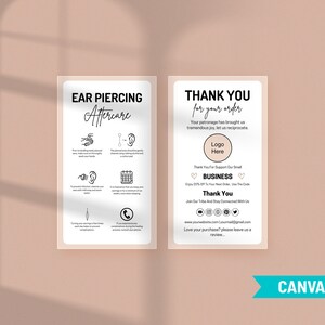 Customizable Ear Piercing Aftercare Canva Card Template, Printable ...