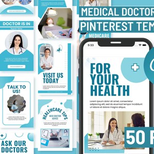 Medical Pinterest Pin Templates, Healthcare Social Media Marketing (50 ...