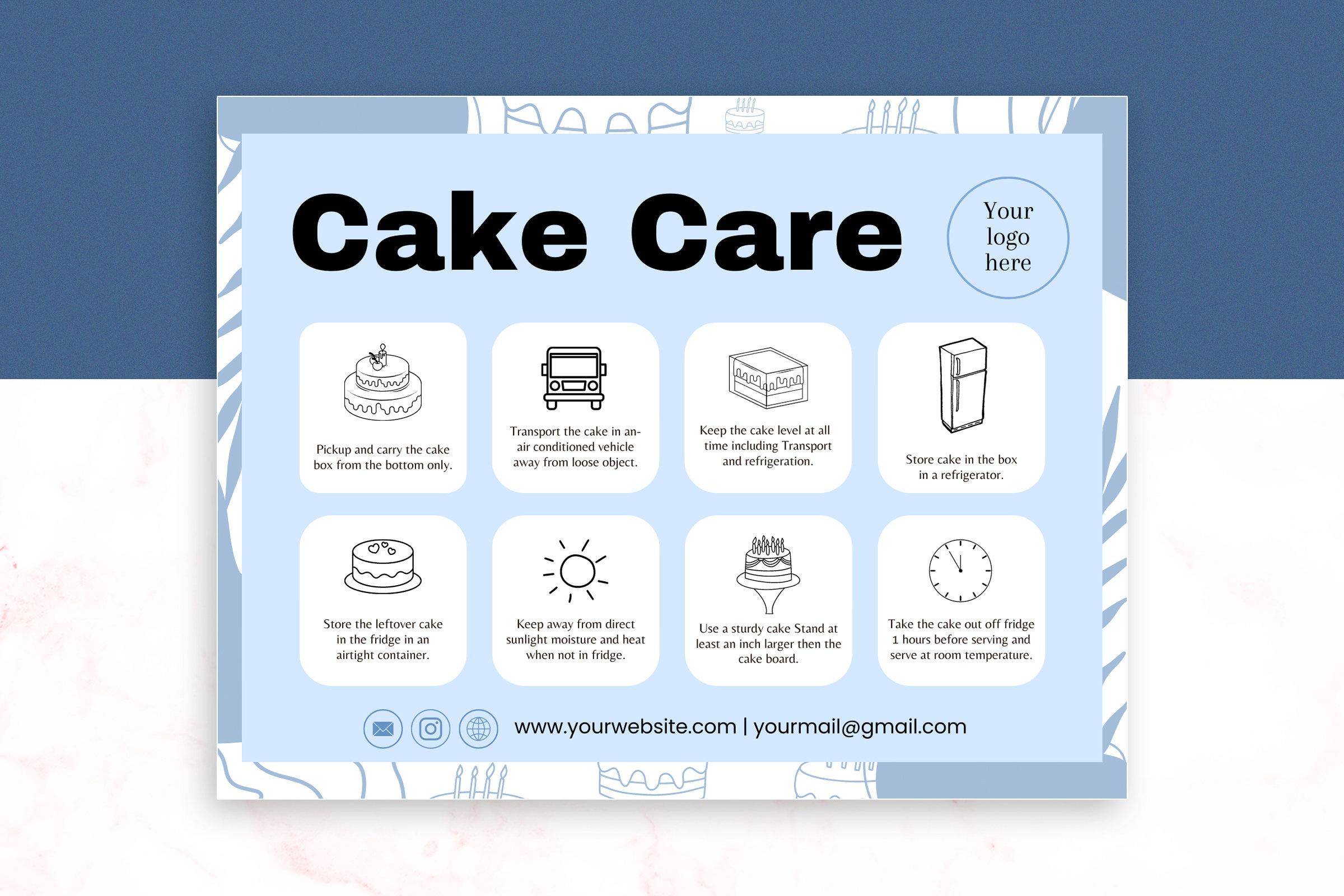 Printable Cake Care Instruction Guide Editable PDF Cake Care - Etsy