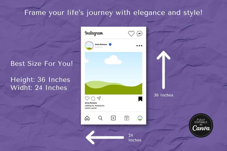 Instagram Frame Template, Canva Editable, Social Media, Photo Booth ...