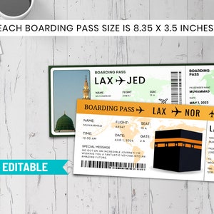 Umrah Boarding Pass, Editable Hajj Boarding Pass, Hajj Plane Ticket ...