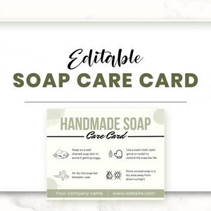 Editable Soap Care Cards Template Pdf, Printable Soap Care Instructions ...
