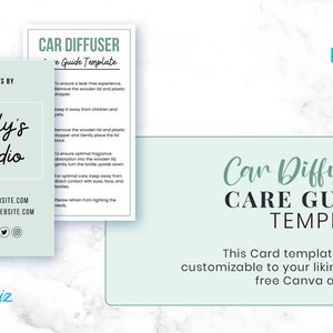 Car Diffuser Care Guide Editable Template, Printable Car Diffuser ...