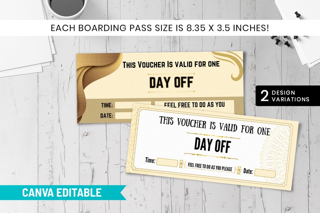 Editable Day off Voucher Canva Template Canva Gift Certificate Design ...