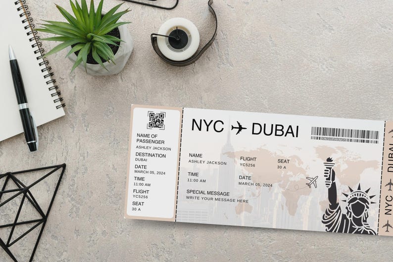Editable Boarding Pass Template, Canva Airline Fake Plane Ticket ...