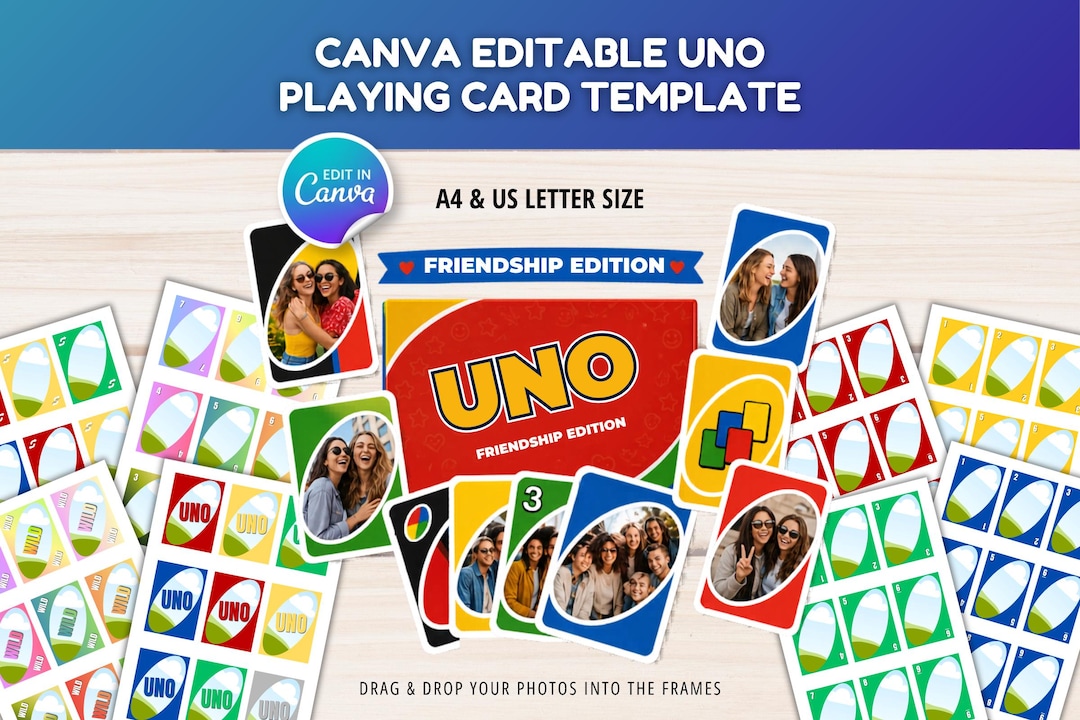 UNO Game Card Template | Editable Printable Blank Canva Editable ...