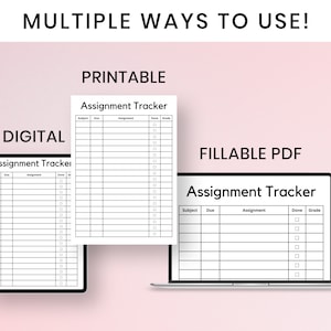 Printable Assignment Tracker Template, Assignment Tracker Printable ...