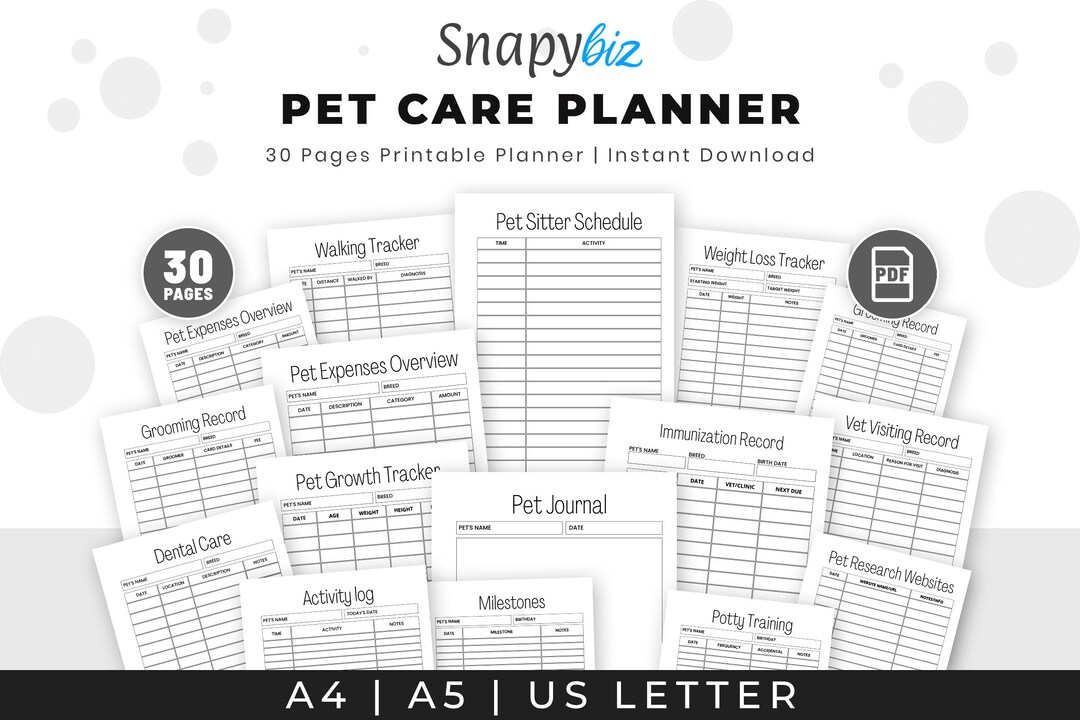 Pet Care Printable Daily Routine Schedule PDF Digital Grooming ...