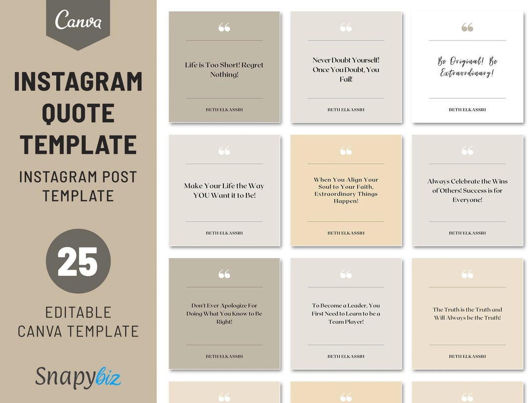 Instagram Quote Post Templates, Editable Canva Social Media ...