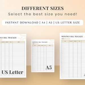 Fillable Monthly Bill Tracker Printable Planner, Bill Tracker PDF, Bill ...